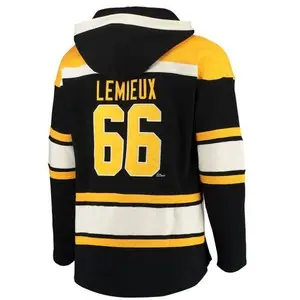 '47 47 Pittsburgh Penguins Mario Lemieux Name & Number Lacer Pullover Hoodie - Black