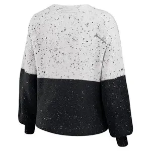 WEAR BY ERIN ANDREWS Black Brooklyn Nets Color-block Pullover Sweater