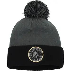 Adidas Vegas Golden Knights Laurel Cuffed Knit Hat With Pom - Gray