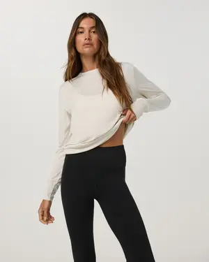 Vuori Daydream Crew Neck Long Sleeve T-shirt - Bone Heather