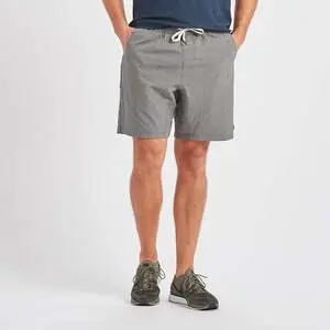 Vuori Kore Lined Shorts Grey Linen Texture