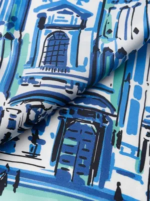 Prada Pittoresque Milan Printed Silk Foulard 90cm Square Scarf