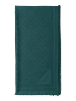 Prada Symbole Silk And Wool Jacquard Shawl Green