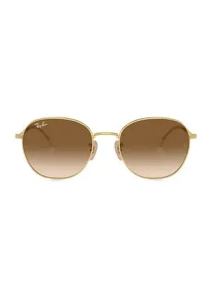 Ray-ban Rb3809 55mm Round Sunglasses Gold Flash Brown Gradient