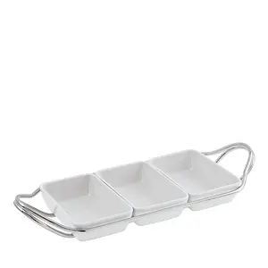 SAMBONET New Living 3-section Hors D'oeuvre Tray With Holder - White