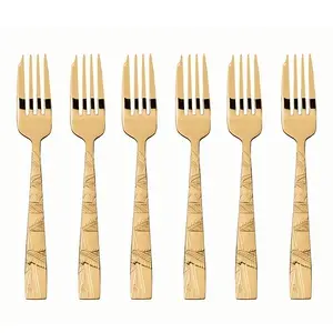 SAMBONET Jungle Abstract Foliage Cake Forks, Set Of 6 - Gold