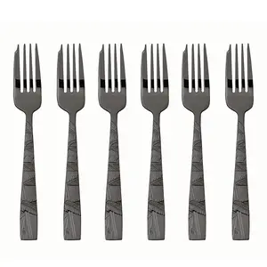 SAMBONET Jungle Abstract Foliage Cake Forks, Set Of 6 - Gray