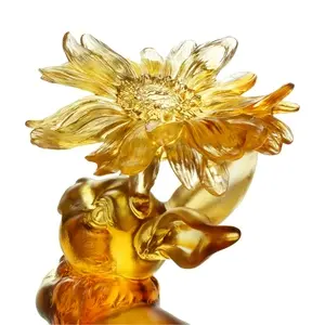 LIULI Spectacular Blossom Of Mine Rabbit Crystal Figure