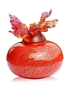 LIULI Golden Jade Joy, A Vase Of Riches Crystal Figure - Red
