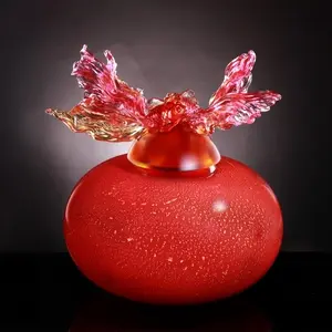 LIULI Golden Jade Joy, A Vase Of Riches Crystal Figure