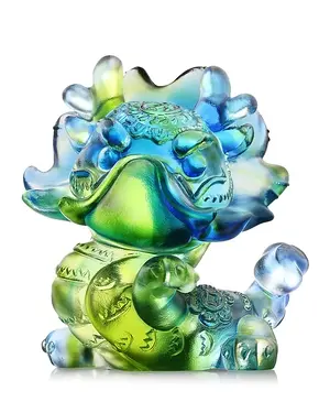 LIULI Chinese Zodiac Animals In Bright Florals So Spirited Crystal Figure - Blue/green