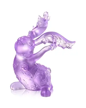 LIULI Spring Breeze Felicitous Rabbit Crystal Figure - Purple