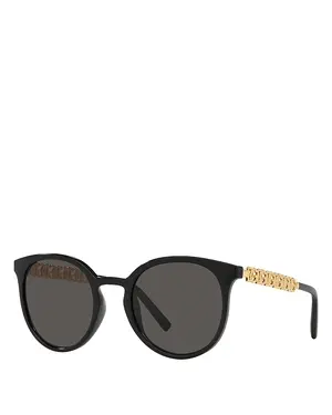 Dolce & Gabbana Round Frame Sunglasses - Black/gray Solid