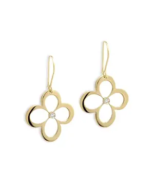 L. KLEIN 18k Yellow Fiore Diamond Flower Earrings - Gold