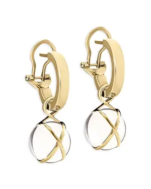 L. KLEIN 18k Yellow Prisma Black Agate Dangle Hoop Earrings - Gold