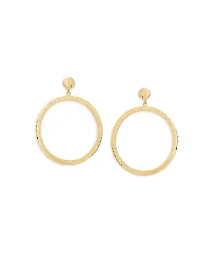 L. KLEIN 18k Yellow Hammered Circle Drop Earrings - Gold