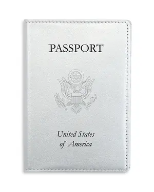 ROYCE NEW YORK Leather Rfid-blocking Gold-accented U. S. Passport Case - Silver