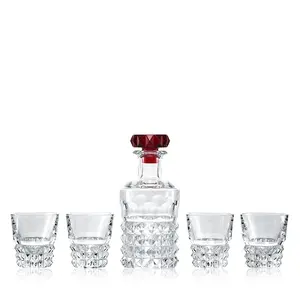 THE MARTHA, BY BACCARAT Louxor Red Bar Set With Decanter And 4 Tumblers