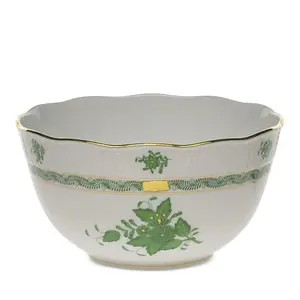 HEREND Round Porcelain Bowl - Green