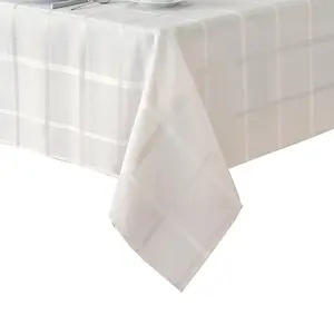 ELRENE HOME FASHIONS Elegance Plaid Jacquard Tablecloth, 60 X 144 - White