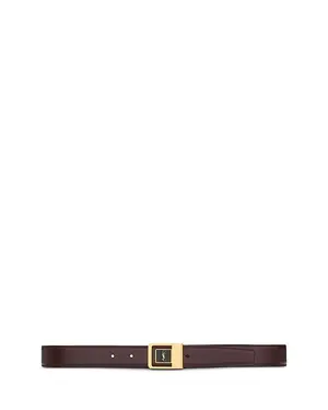Saint Laurent Crocodile-embossed Buckle Belt - Red Tan