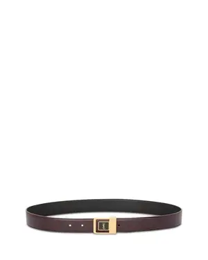 Saint Laurent Crocodile-embossed Buckle Belt - Red Tan