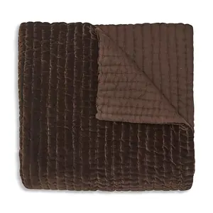 JOHN ROBSHAW Velvet Quilted Coverlet, Queen Coffee