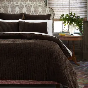 JOHN ROBSHAW Velvet Quilted King Sham - Coffee