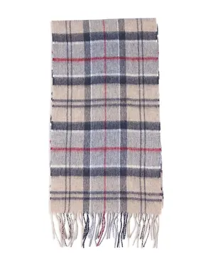 Barbour Tartan Plaid Wool & Cashmere Scarf Dress Stone