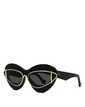 Loewe Double Frame Cat Eye Sunglasses Black/gray Solid