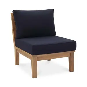 MODWAY Marina Armless Outdoor Patio Teak Sofa - Natural Navy