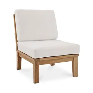 MODWAY Marina Armless Outdoor Patio Teak Sofa - Natural White