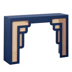 TOV FURNITURE Suzie & Rattan Console Table - Navy