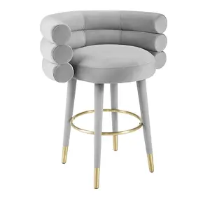 TOV FURNITURE Betty Velvet Counter Stool - Grey