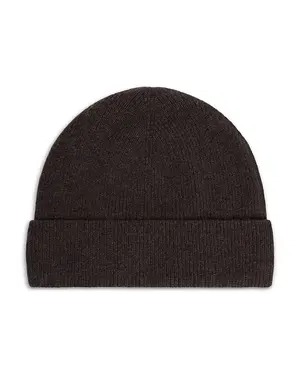Sandro Cashmere Ribbed Beanie - Chocolate