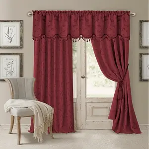 ELRENE HOME FASHIONS Mia Jacquard Scroll Blackout Window Curtain Panel, 52 X 84 - Rouge