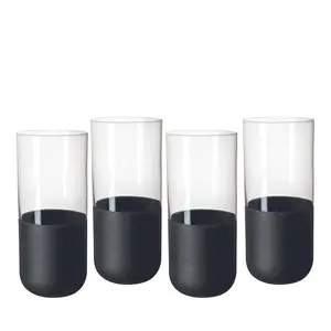 VILLEROY & BOCH Manufactire Rock Highball, Set Of 4 - Black/clear