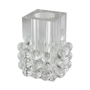 TIZO Crystal Glass Balls Square Vase - No Color