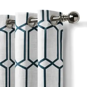 ELRENE HOME FASHIONS Kaiden Geometric Curtain Panel, 52 X 84 - Indigo