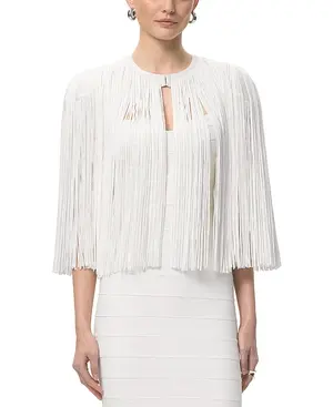 Herve Leger Fringe Cape - Alabaster