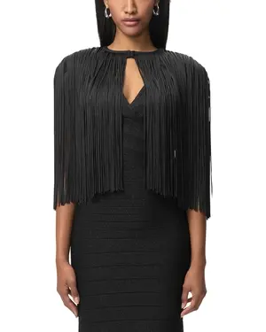 Herve Leger Fringe Cape - Black
