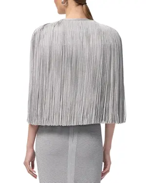 Herve Leger Metallic Fringe Cape - Met Silver