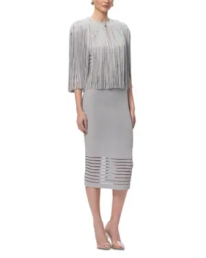 Herve Leger Metallic Fringe Cape - Met Silver