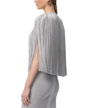 Herve Leger Metallic Fringe Cape - Met Silver