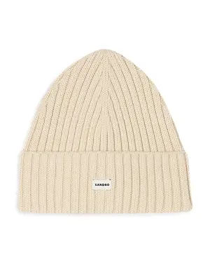 Sandro Ribbed Knit Cuffed Beanie Ficelle