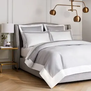 Frette Flying Sateen Sheet Set, King Exclusive - White/grey Cliff