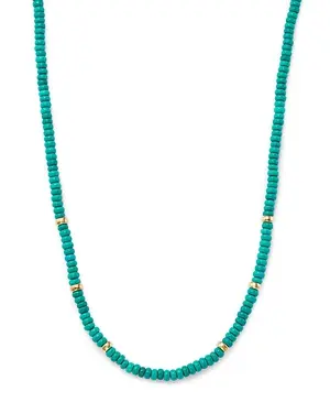Zoe Chicco 14k Yellow Gold Turquoise Rondelle Collar Necklace - Blue/gold