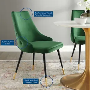 MODWAY Adorn Tufted Performance Velvet Dining Side Chair - Emerald