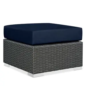 MODWAY Sojourn Outdoor Patio Sunbrella Ottoman - Canvas Navy