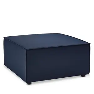 MODWAY Saybrook Outdoor Patio Upholstered Sectional Sofa Ottoman - Navy